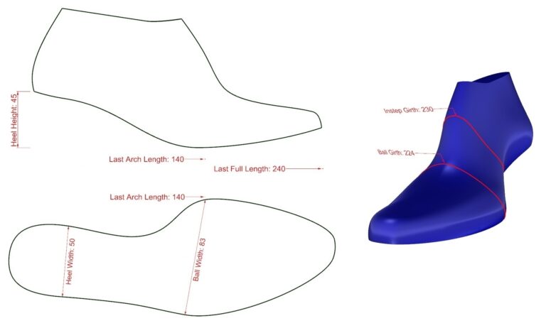 Exact Shoe Last Measurements for All Sizes and Styles - 3DShoemaker